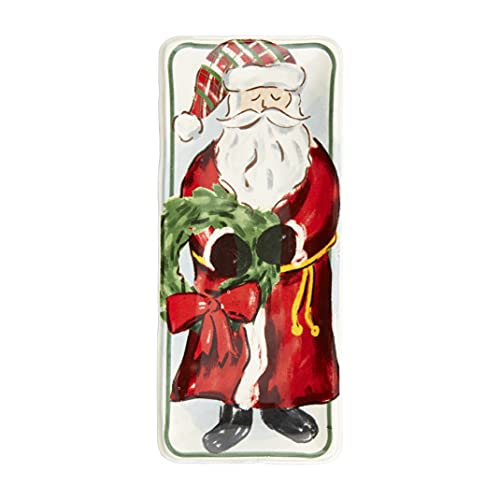 Mud Pie Mini Christmas Dolomite Dish, Santa, 9.25" x 4"