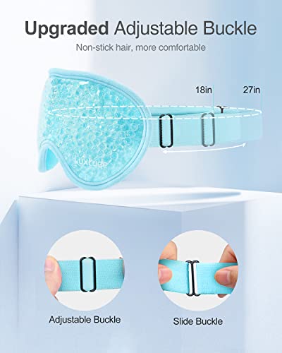 Luxtude Cooling Gel Eye Mask for Dry Eyes, Hot & Cold Compress - Reusable Ice Pack Relieves Puffiness, Dark Circles & Headaches (Blue)