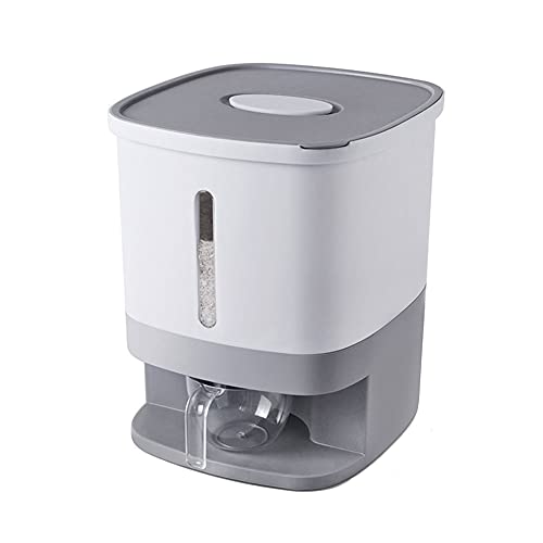 YYIJ Airtight Rice dispenser 22Lbs Rice Dry Food Storage Container,Cereal Container Bin,Measuring Cup Included, Gray, R1343G426335IC5Q