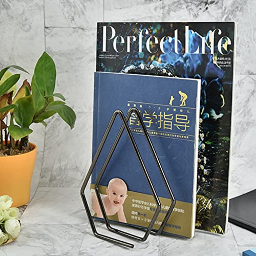 Storage Newspaper Baskets Magazine Rack Cone-Shaped Wrought Iron Bedroom Gold Stand Desktop Rack Living Room Black Book Rack (Color : Gold, Size : 6613cm)