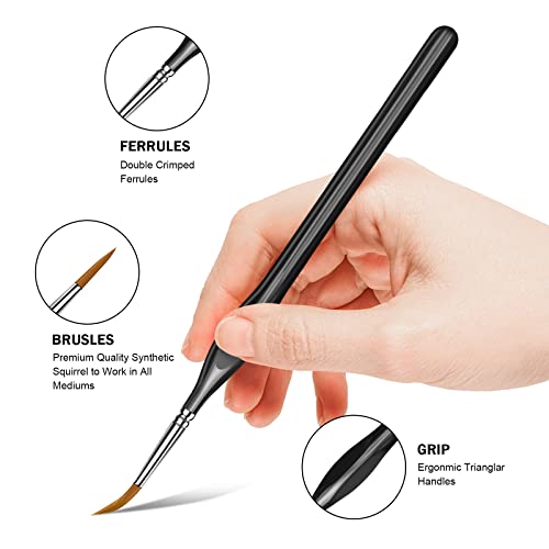 11Pcs Paint Brushes,Miniature Paint Brushes with Ergonomics Grip Handles,Detail Paint Brush Set for Fine Detailing & Art Painting - Acrylic, Watercolor,Oil,Models, Warhammer 40k……