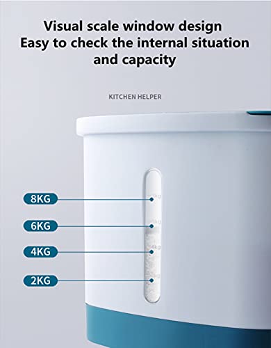 YYIJ Airtight Rice dispenser 22Lbs Rice Dry Food Storage Container,Cereal Container Bin,Measuring Cup Included, Gray, R1343G426335IC5Q