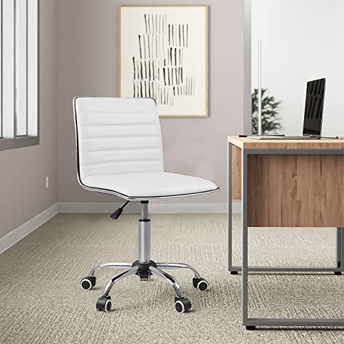 JUMMICO Office Chair Mid Back Task Chair Adjustable Home Computer Executive Desk Chair with 360° Swivel (White)