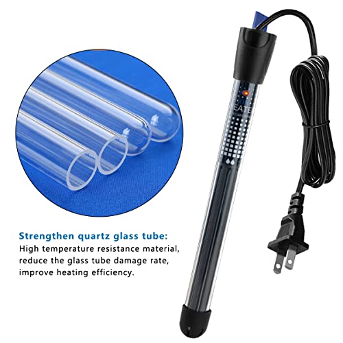 DOMICA 100W Submersible Aquarium Heater, Adjustable Fish Tank Heater, Suction Cups and Free Thermometer Suitable for Marine Saltwater and Freshwater