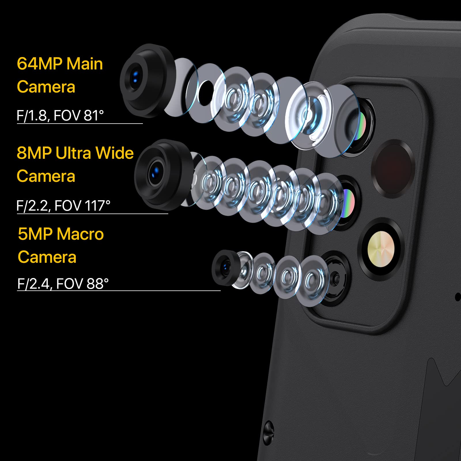 UMIDIGI Bison GT2 PRO 5G Rugged Unlocked Smartphones, 8G+256GB Waterproof IP68/IP69K Android 12 MediaTek Dimensity 900 6nm 64MP+8MP+5MP Camera 6.5" FHD 6150mAh Fast Charge NFC Cell Phone