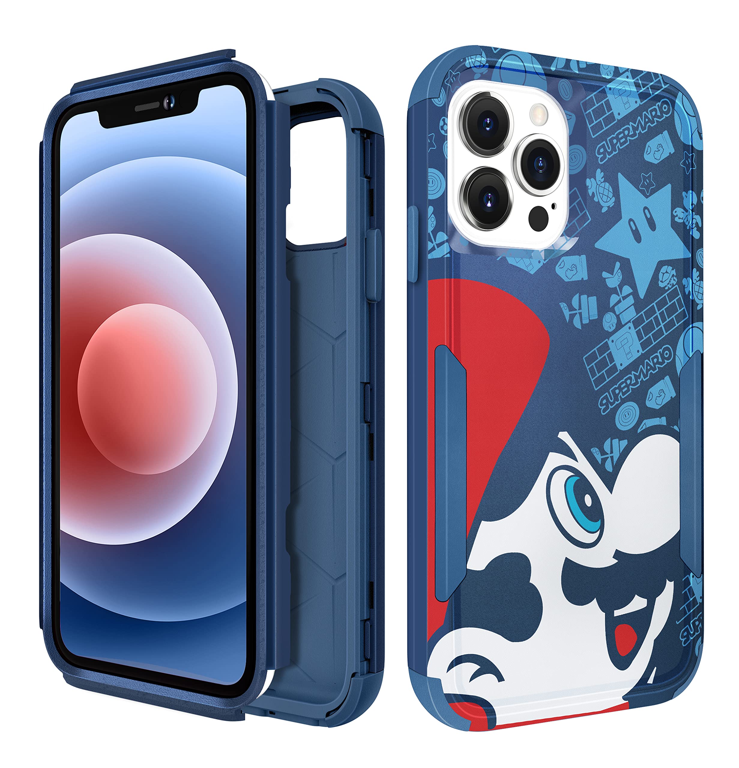 Oqplog for iPhone 13 Pro Max 6.7” Heavy Duty Phone Case for Girls Kids Women Boys Cute Anime Cartoon Hard Triple Layers Cover Full Body Rugged Military Grade Shockproof Cases for Apple 13 promax Maro