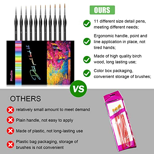 11Pcs Paint Brushes,Miniature Paint Brushes with Ergonomics Grip Handles,Detail Paint Brush Set for Fine Detailing & Art Painting - Acrylic, Watercolor,Oil,Models, Warhammer 40k……
