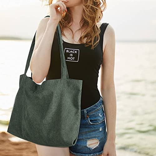 Sightor Corduroy Tote Bag for Women Shoulder Bag Big Capacity Shopping Bag Casual Handbag