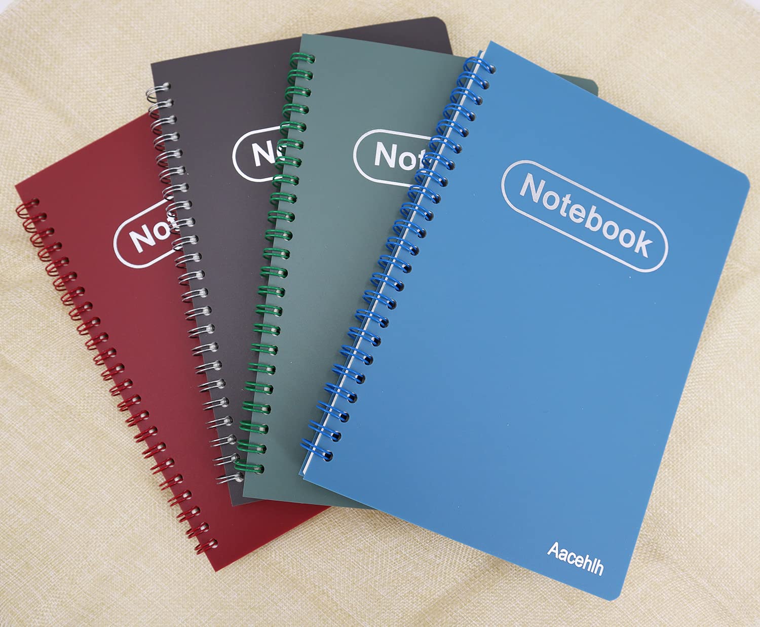 Aacehlh Spiral Notebook Set of 4, A5 College Ruled Lined Journal/Notebook,5.7'' x 8.3'',80 Sheets Per Notebook,Writing Journals for Work, Office & School Supplies. (Blue,Brown,Green,Wine red)