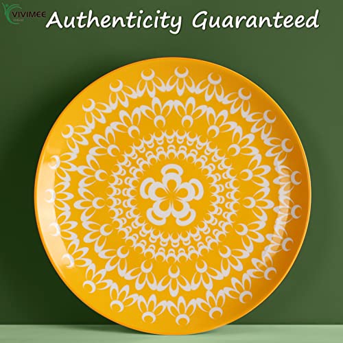 Porcelain Dinner Plates Set of 6, Vivimee 10.2 Inch Large Dinner Dishes Set, Ceramic Salad Plates Set, Colorful Serving Plates for Restaurant, Kitchen and Family Party Use, Dishwasher & Microwave Safe