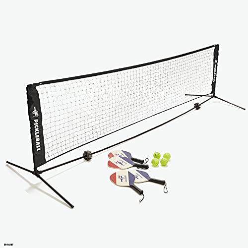 FILA Accessories Pickleball Net Set - Includes Pickleball Paddles Set of 4 with Regulation Size 4 Outdoor Balls & 10ft All Weather Mesh Net for Indoor or Outdoor Use - Lightweight, Quick & Easy Setup