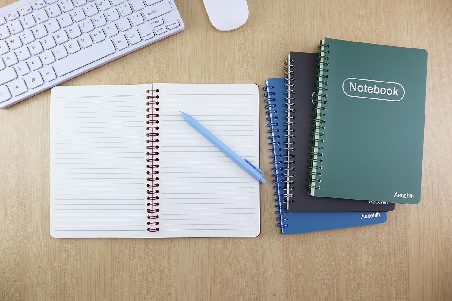 Aacehlh Spiral Notebook Set of 4, A5 College Ruled Lined Journal/Notebook,5.7'' x 8.3'',80 Sheets Per Notebook,Writing Journals for Work, Office & School Supplies. (Blue,Brown,Green,Wine red)