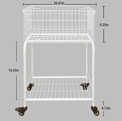 basket for garments storage, easy moved with wheels have brake, Laundry basket, white color,rolling basket