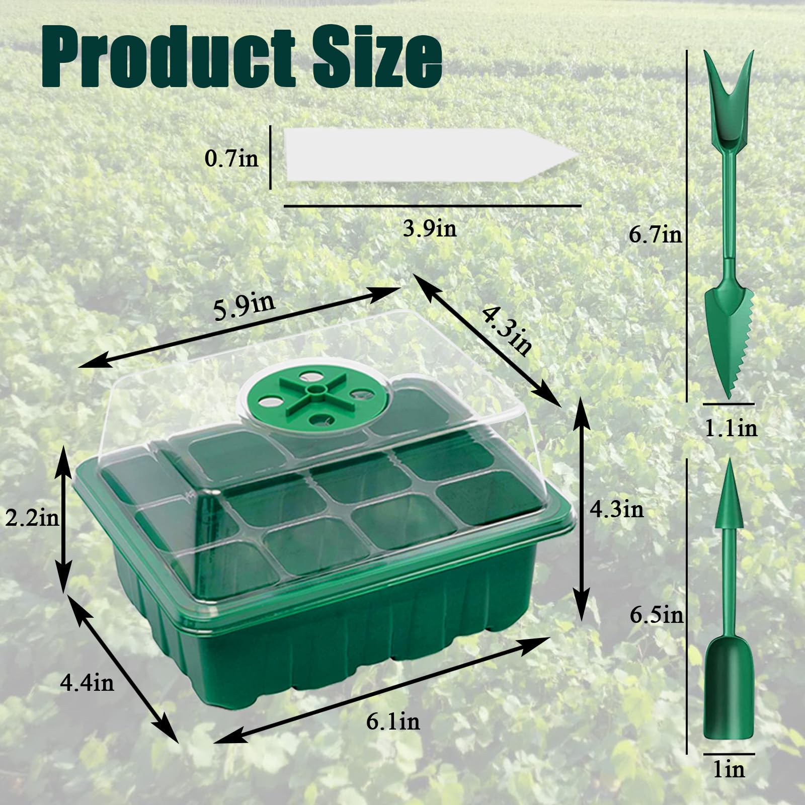 SPISFUD 10 Packs Seed Starter Tray , Humidity Dome with Seedling Starter Kits and Greenhouse Foundation Seed for Growing Starting( 120 Cell Trays)