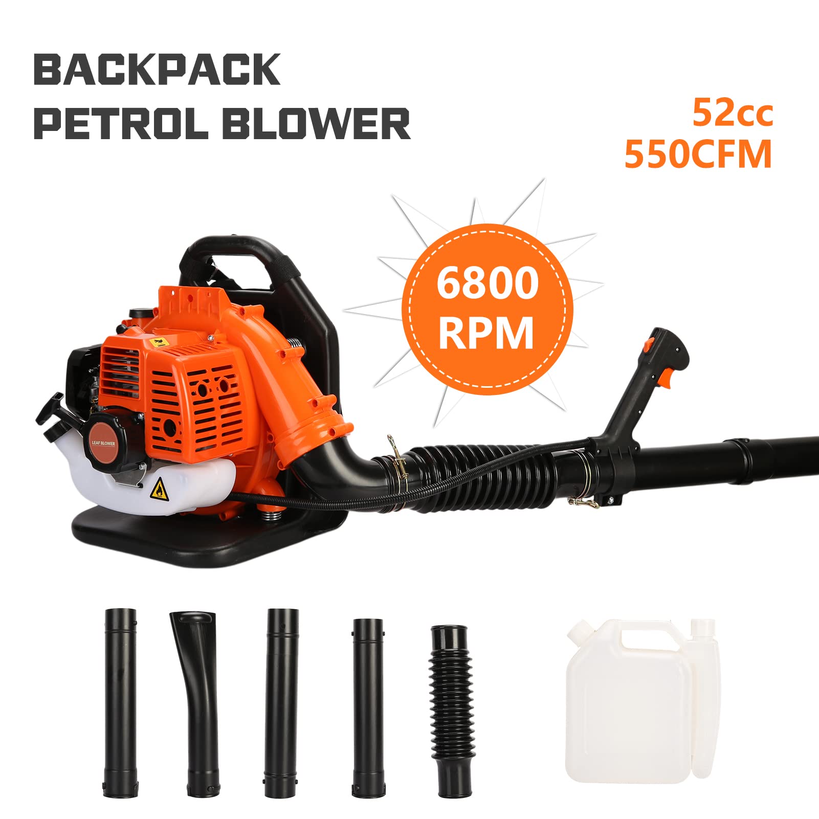 Leaf Blower,52CC 550CFM Air Volume Backpack Gas Powered Leaf Blower,Two-Stroke Gas Engine Leaves Blower ABS Backpack Snow Blower for Lawn Care from USA Fast Arrival