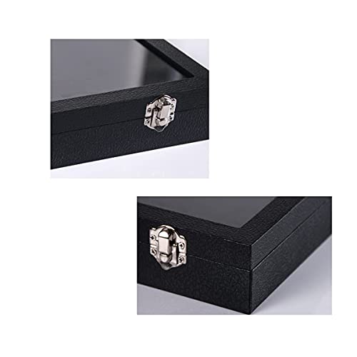 ByKen Jewelry Glass lid 20 Hooks Necklace Organizer Box,Necklace Tray,Necklace Display Box,Chains Showcase Storage Boxes for Show Stackable (Black Velvet)