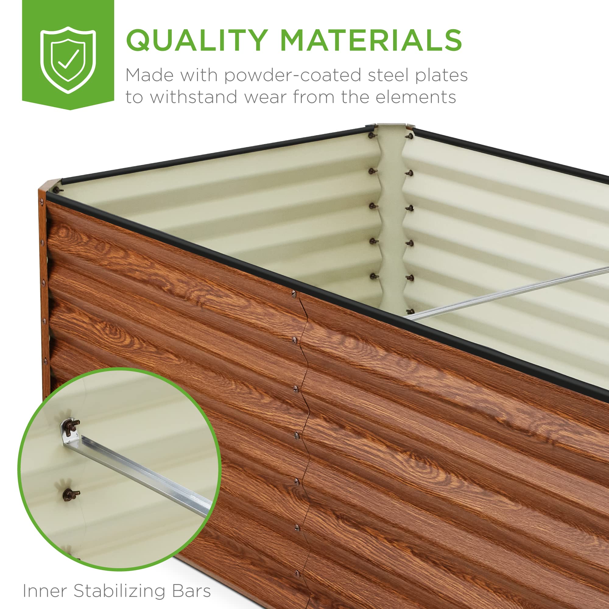 Best Choice Products 6x3x2ft Outdoor Metal Raised Garden Bed, Deep Root Box Planter for Vegetables, Flowers, Herbs, and Succulents w/ 269 Gallon Capacity - Wood Grain