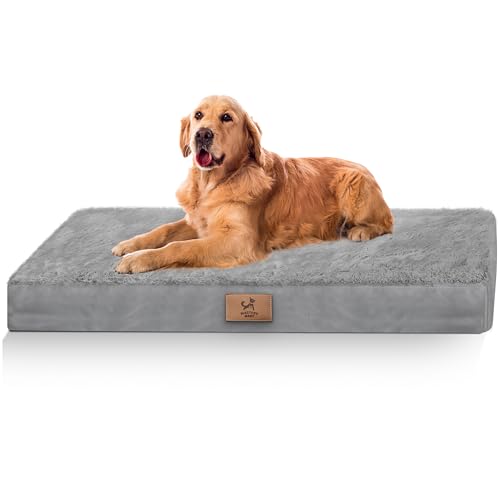 MASTERY MART Anti Anxiety Dog Bed for Medium Dogs Clearance, Dog Crate Bed, Waterproof Dog Bed, chew Proof Orthopedic Pet Bed with Washable Cover and Nonskid Bottom - L Grey