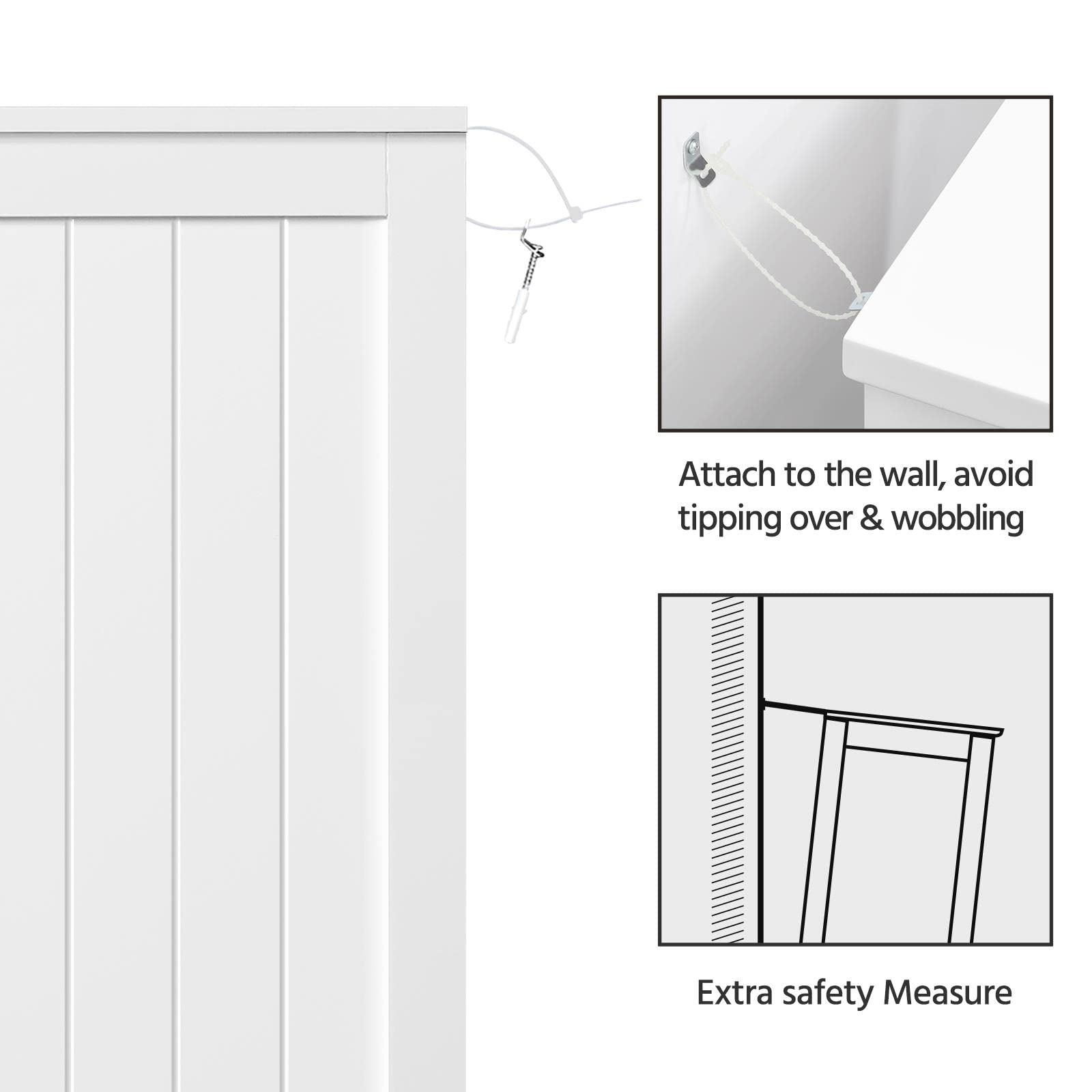 Yaheetech Large Bathroom Floor Cabinet with 4 Dawers and Single Door Cabinet, Freestanding Storage Cabinet Organizer for Bathroom Living Room Hallway, White, 26 x 14 x 35.5 in