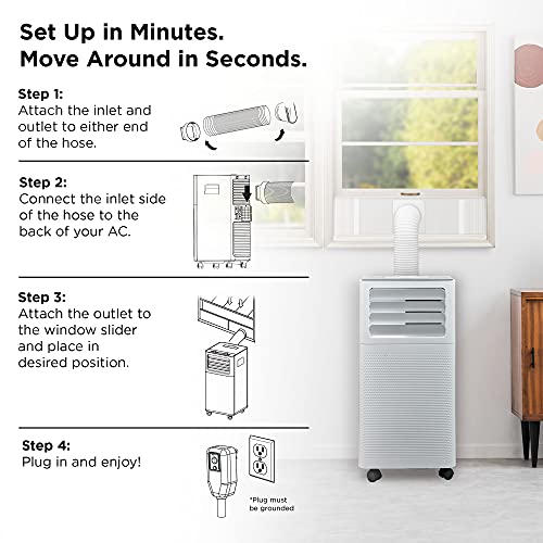 TCL Home 7,500 BTU Smart Portable Air Conditioner, Fan, & Dehumidifier, App & Voice Control, 2 Fan Speeds, LED Display & Remote, 24 Hour Timer, White Standard (5P93C)