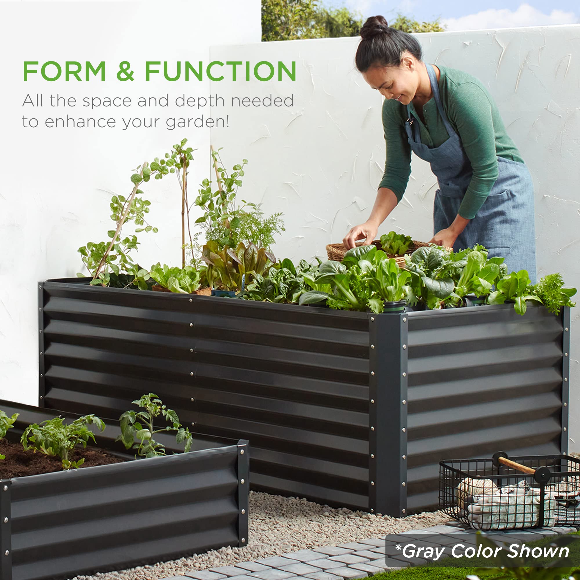 Best Choice Products 6x3x2ft Outdoor Metal Raised Garden Bed, Deep Root Box Planter for Vegetables, Flowers, Herbs, and Succulents w/ 269 Gallon Capacity - Wood Grain