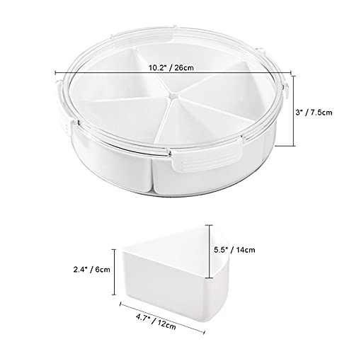 Shopwithgreen Divided Serving Tray with Lid, Removable Divided Platter Food Storage Containers with 4 Compartment for Christmas Party, Veggies, Snack, Fruit, Nuts, Candy, Cracker, Chip
