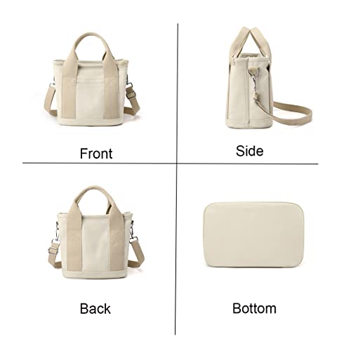 Small Cute Canvas Tote Crossbody Shoulder Bag W/Multiple Pockets Mini Casual Satchel Hobo Handbag Messenger Purse for Women(Green#820)