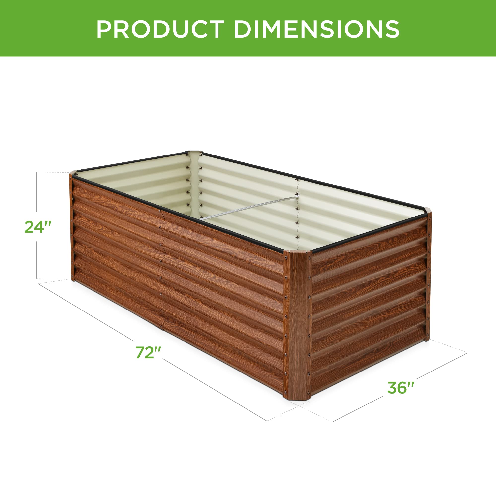 Best Choice Products 6x3x2ft Outdoor Metal Raised Garden Bed, Deep Root Box Planter for Vegetables, Flowers, Herbs, and Succulents w/ 269 Gallon Capacity - Wood Grain