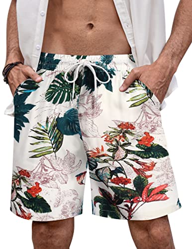 COOFANDY Men Swim Trunks 9 Inch Inseam Bathing Suit Hawaiian Beach Shorts Pocket