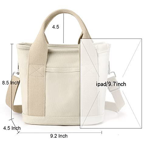 Small Cute Canvas Tote Crossbody Shoulder Bag W/Multiple Pockets Mini Casual Satchel Hobo Handbag Messenger Purse for Women(Green#820)