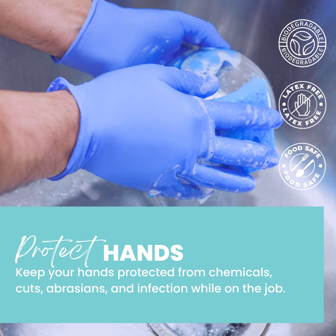 Eco Gloves Eco-friendly Biodegradable Nitrile Disposable Gloves, Powder Free, Latex Free | Food Prep, Beauty, Tattoo, Cleaning 100PCS/Box (Pack of 100, Medium)