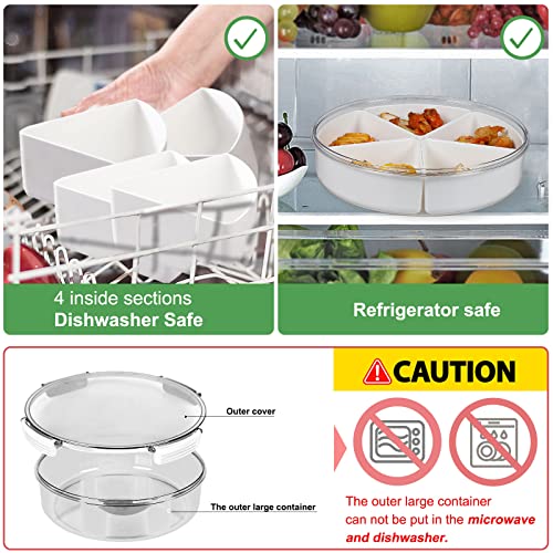 Shopwithgreen Divided Serving Tray with Lid, Removable Divided Platter Food Storage Containers with 4 Compartment for Christmas Party, Veggies, Snack, Fruit, Nuts, Candy, Cracker, Chip