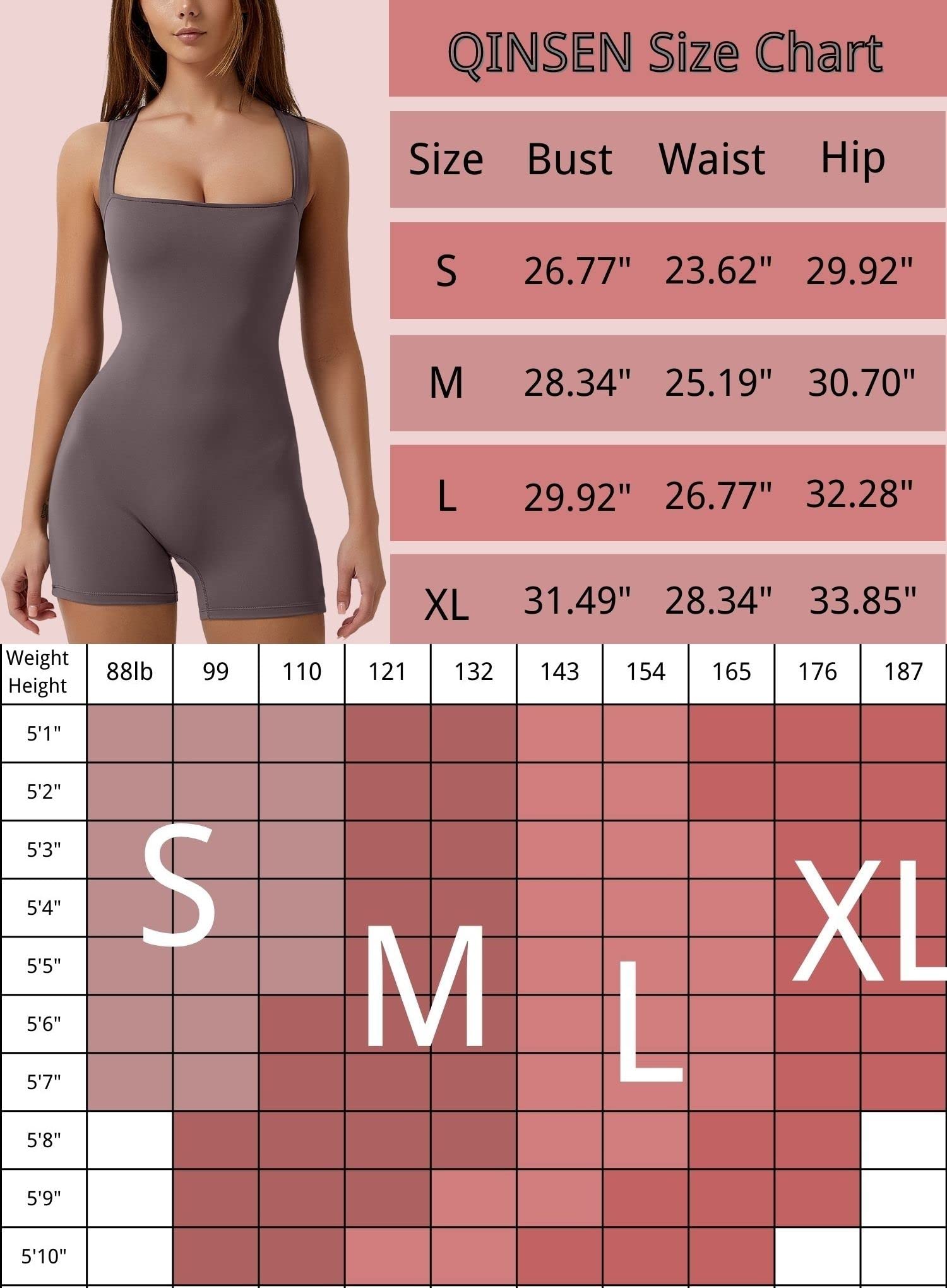 QINSEN Womens Sleeveless Square Neck Jumpsuit Elastic Waist Shorts Outfit One Piece Grey S