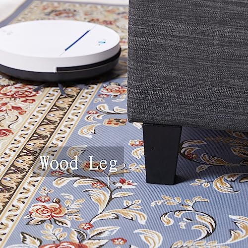 Jocisland Upholstered Bed Frame King Size Wingback Platform Bed Frame Tufted and Headboard Tall Linen Bed Frame/No Box Spring Needed/Wood Slat (Dark Grey)