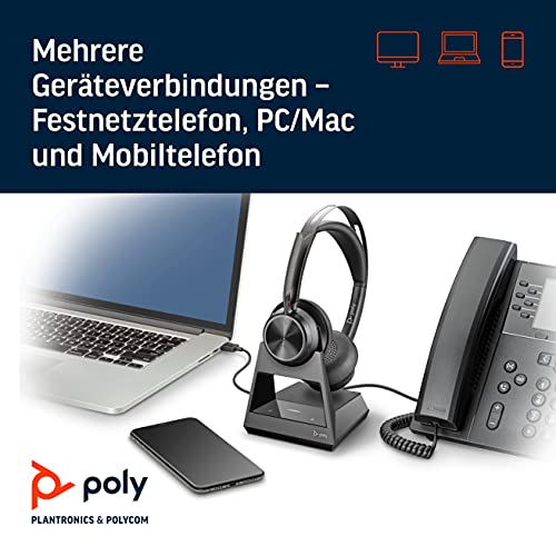 Poly - Voyager Focus 2 Office USB-A (Plantronics) - Bluetooth Dual-Ear (Stereo) Headset with Boom Mic - USB-A PC/Mac/Desk Phone Compatible - Active Noise Canceling - Works with Teams, Zoom & More