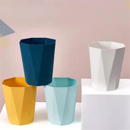 Diamond Shape Trash can Without Cover, Plastic Material is Strong and Durable, Simple Geometric Office Wastebasket, Suitable for Families, bathrooms, Kitchens, Dressers, bedrooms, Light Blue