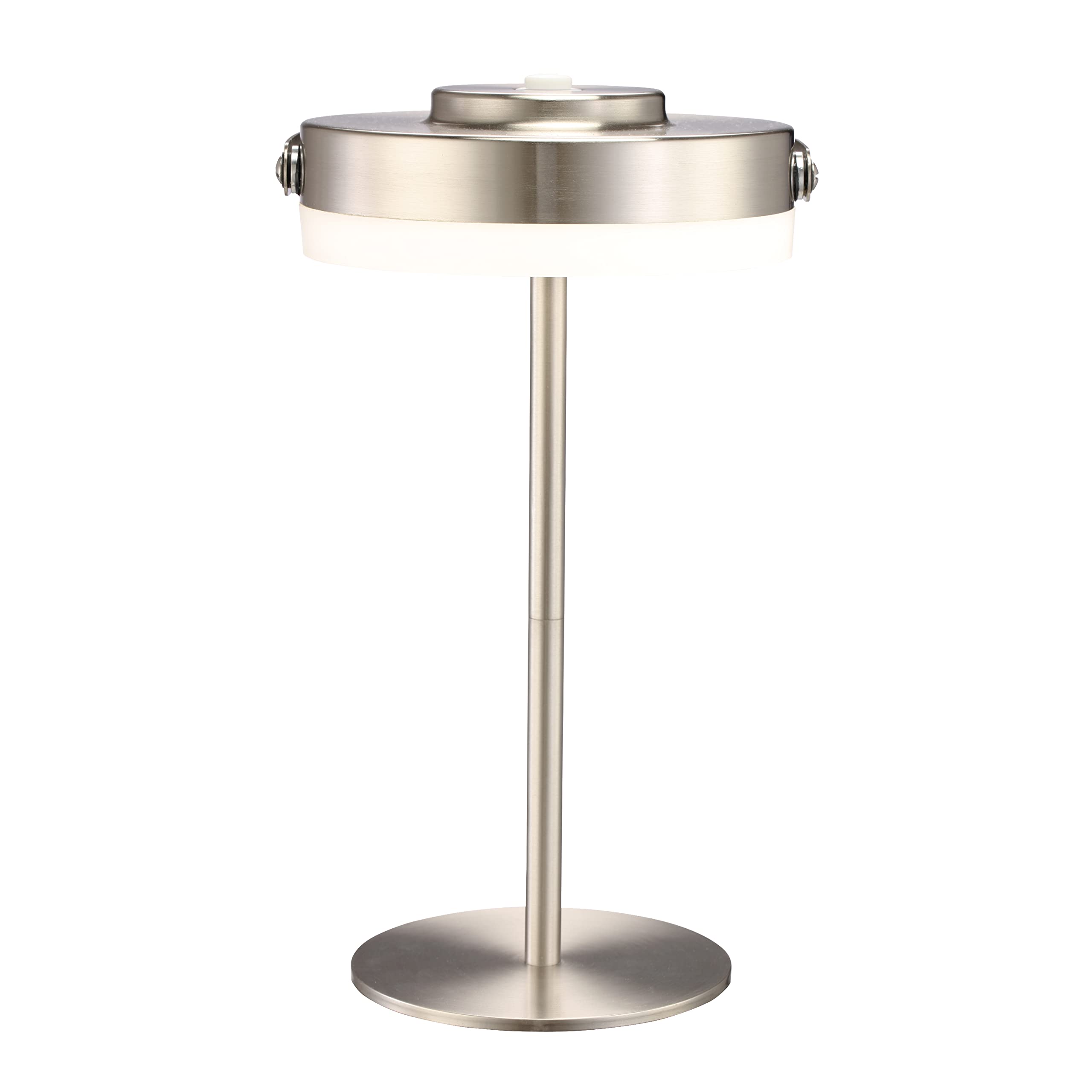 O’Bright Thurlow - Portable LED Lamp for Outdoor / Indoor, Built-in Rechargeable Battery, IP44 Water Resistant, Travel Light, Camping Lantern, Patio Table Lamp, Night Lamp, Brushed Nickel