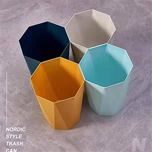 Diamond Shape Trash can Without Cover, Plastic Material is Strong and Durable, Simple Geometric Office Wastebasket, Suitable for Families, bathrooms, Kitchens, Dressers, bedrooms, Light Blue