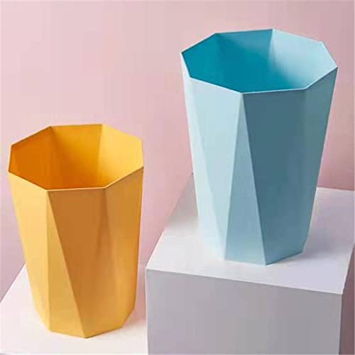 Diamond Shape Trash can Without Cover, Plastic Material is Strong and Durable, Simple Geometric Office Wastebasket, Suitable for Families, bathrooms, Kitchens, Dressers, bedrooms, Light Blue