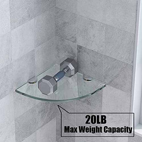 SHUAIAIW Bathroom Corner Organizer Shelves Shower Caddy Shelf Wall Mount Set of 2 Tempered Glass Shelf Shower Holder for Shampoo and Soap Organizer Adhesive Corner Shelf No Drilling