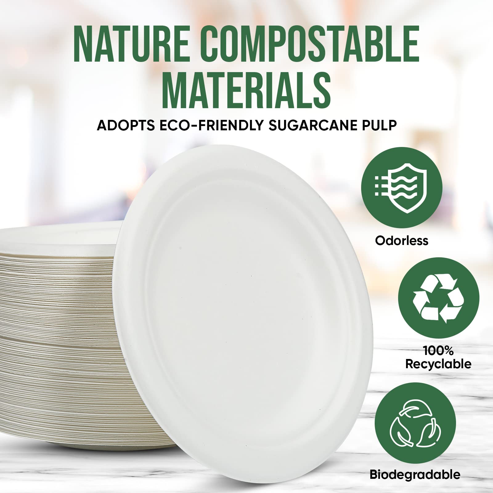 TaidMiao Dessert Plates, 100 Pack Small Paper Plates, Paper Plates 6 Inch – 100% Compostable Plates, Water & Oil Proof Disposable Plates, Microwavable Perfect Paper Plate For Party - White