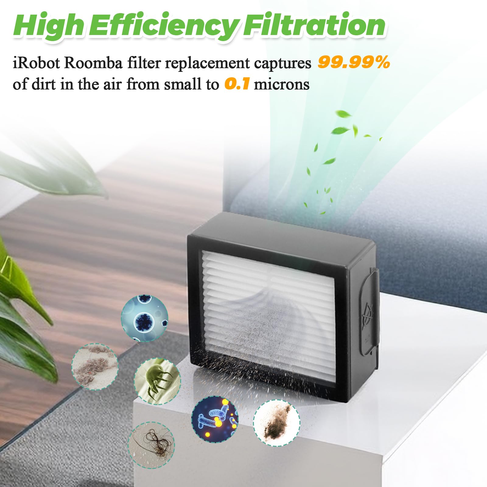 High-efficiency Filters Replacement for iRobot Roomba E I J Series i1+ i3 i3+ i4 i5 i6 i7 i7+ i8 j7 E5 E6 E7 Vacuum Cleaner by Techecook, 6Pack 4639161 Roomba Filters+1 Cleaning Brush