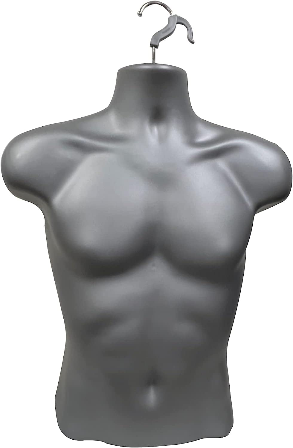DisplayTown Gray Male + Gray Female Mannequin Injection Forms Half Rounded Waist Body Torso Dress Form with Only Hanging Hook, S-M Sizes