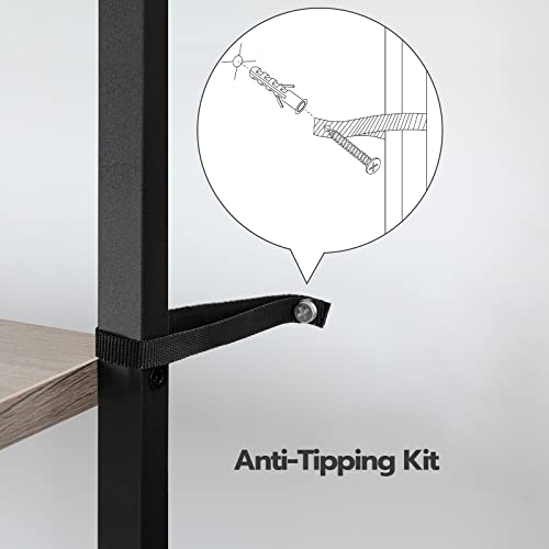 HOOBRO Freestanding Wine Rack, 16-Bottle Wine Storage Rack with Tabletop and Glass Holder, 6-Tier Bar Rack, for Kitchen, Bar, Dining Room, Greige and Black BG04JJ01