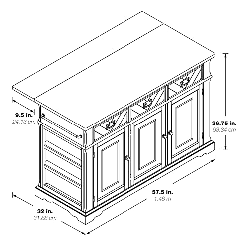 OSP Home Furnishings Palisade Kitchen Island with 3 Drawers and Cabinets with Adjustable Shelves and Pan Storage, Oak Finish