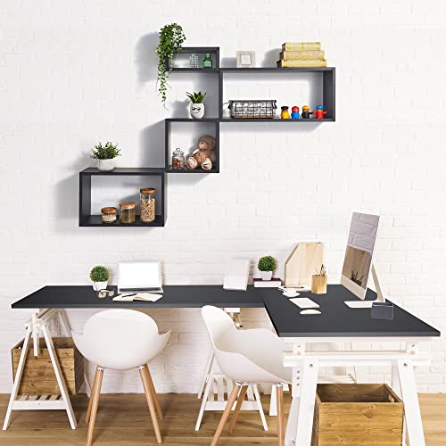 Kaboon 60x24 Black Table Top Marble Surface, Solid One-Piece Desktop, Universal Wood Countertop, Reversible Laminate Top, Double Desks, L-Desk DIY, 23.62" D x 59.1" W