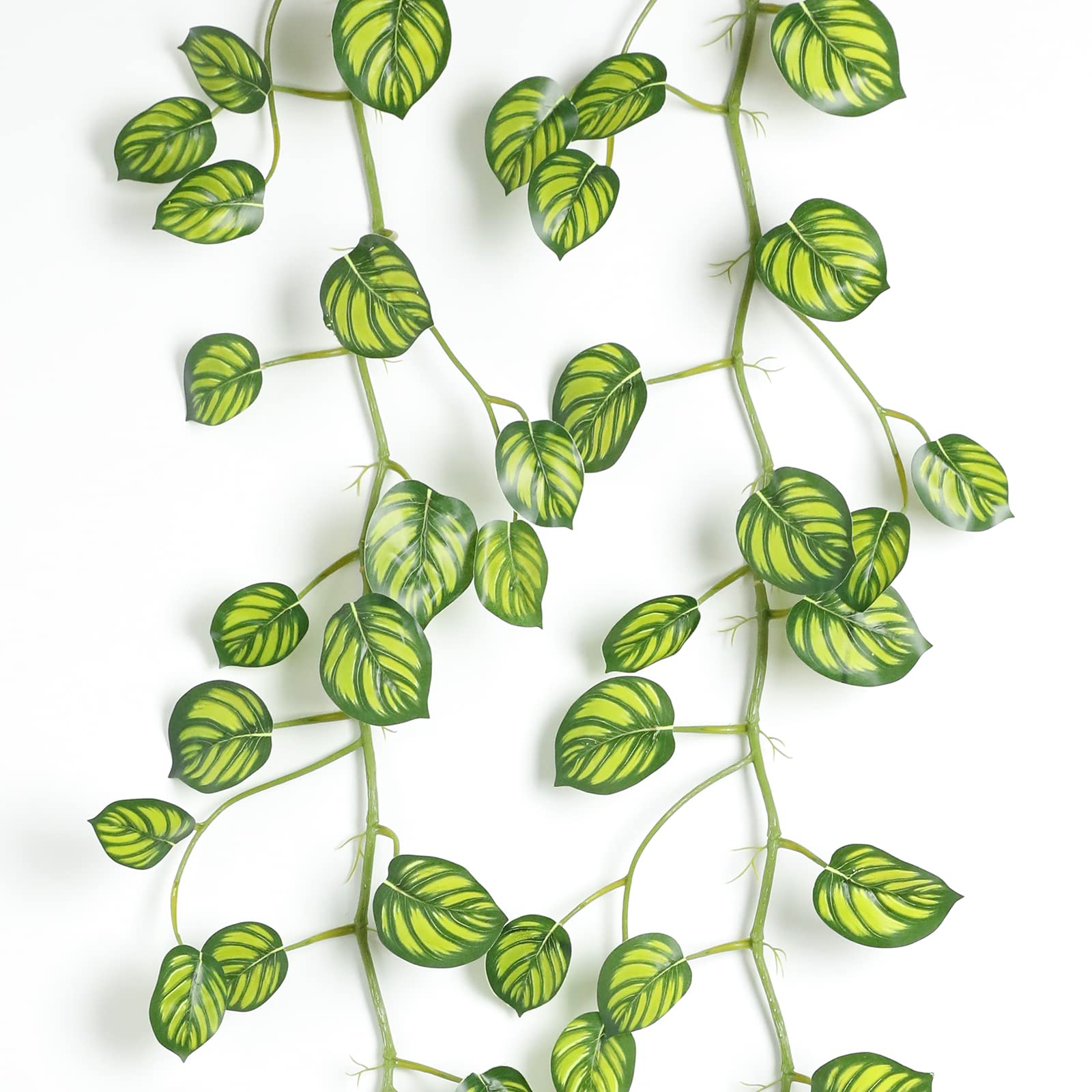 dallisten 2 Strands 67'' Artificial Vines Garland Watermelon Plants with Leaves, Fake Tropical Hanging Plant Greenery Decor for Home, Bedroom, Wall, Party, Wedding Decoration (Watermelon)