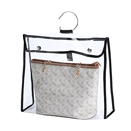 Hanging Handbag Organizer, PVC Purse Storage Bag Dustproof, Space-Saving Handbag Protector with Joinable Design, 4 PCS (Transparent black border, 4PCS (S+M+L+XL))