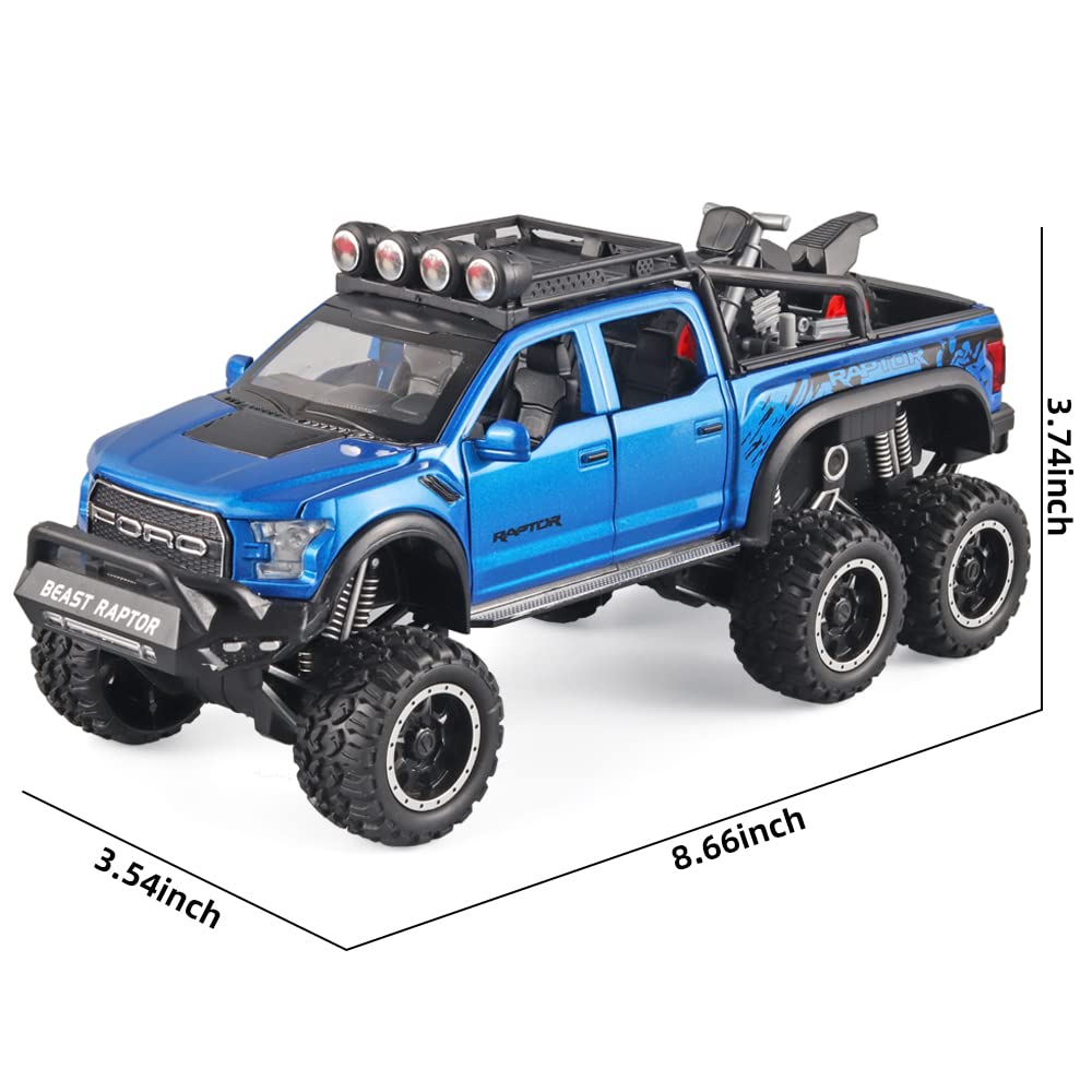 OANMYJJO Toy Pickup Trucks Metal Diecast Automobile Model,with Sound and Light、Pull Back for Kids Age 3 Year and up(Blue)