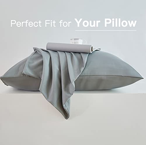 Airensky Pillow Cases Queen - Grey Slip Pillow Cases for Hair and Skin 2 Pack 20x30 inches,Soft Chill & Breathable Pillow Cover with Envelope Closure,Gifts for Women Men